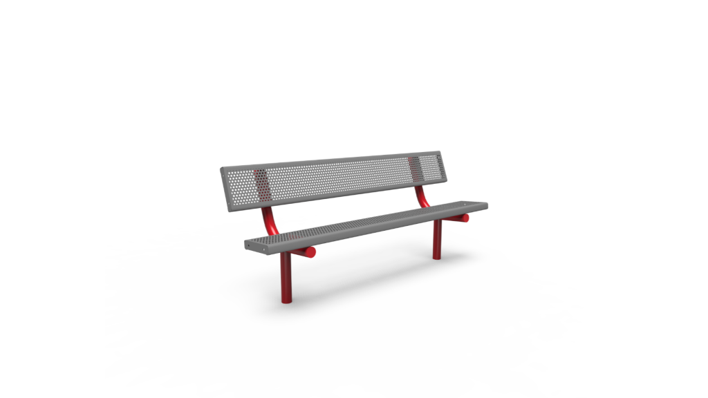 6' Backed In-ground Mounted Bench (Perforated PVC Seat & Powder Coated ...
