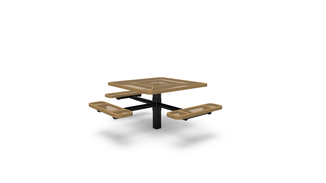 Perforated ADA Square Table with Three Seats 46" (1,17m) In-Ground ...