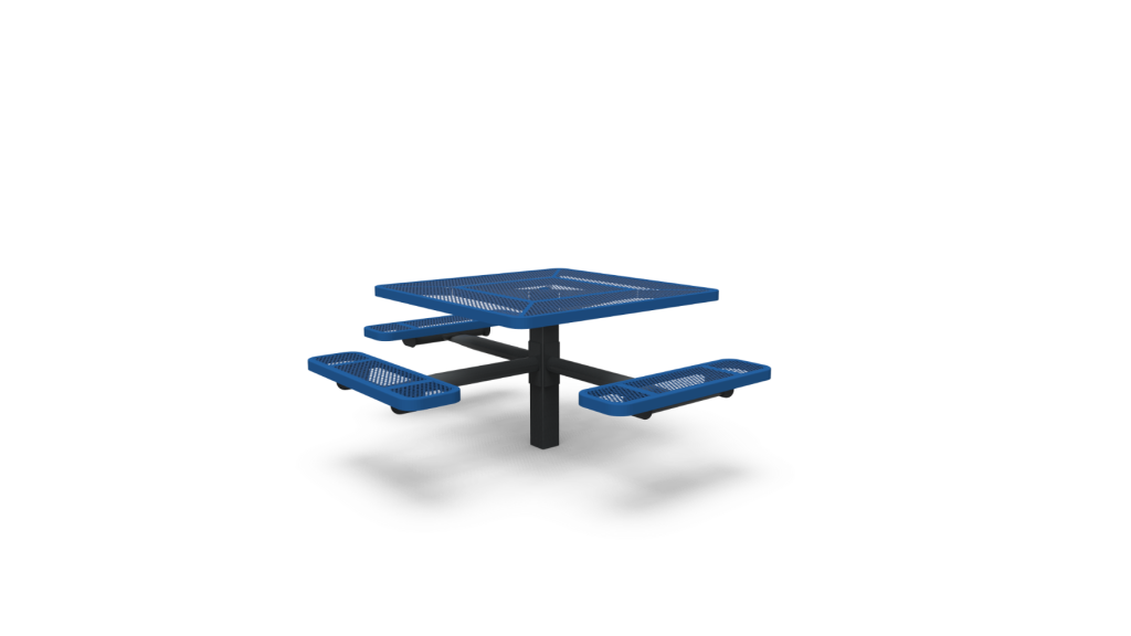 Perforated ADA Square Table with Three Seats 46" (1,17m) In-Ground ...
